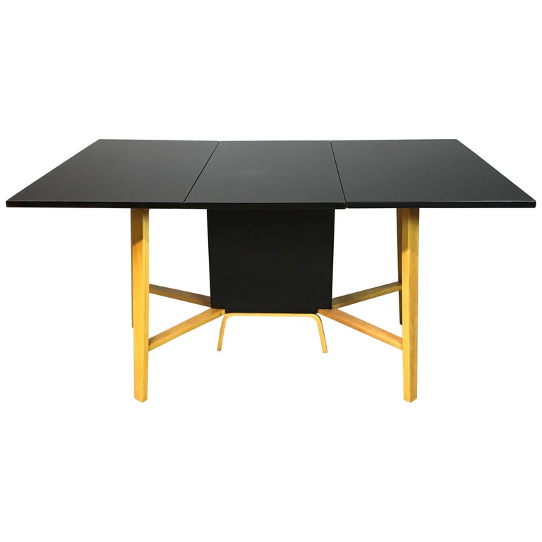 Mid-Century Modern Drop-Leaf Two-Tone Bentwood Dining Table at 1stDibs