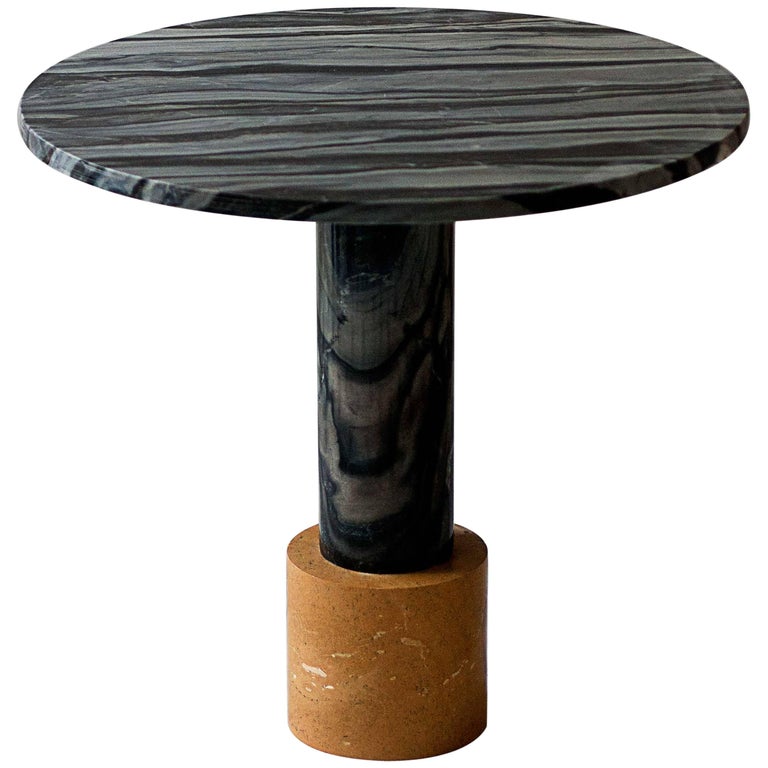 Strata Cocktail Table in Dune Yellow and Molten Black Marble by Raw Material For Sale at 1stDibs