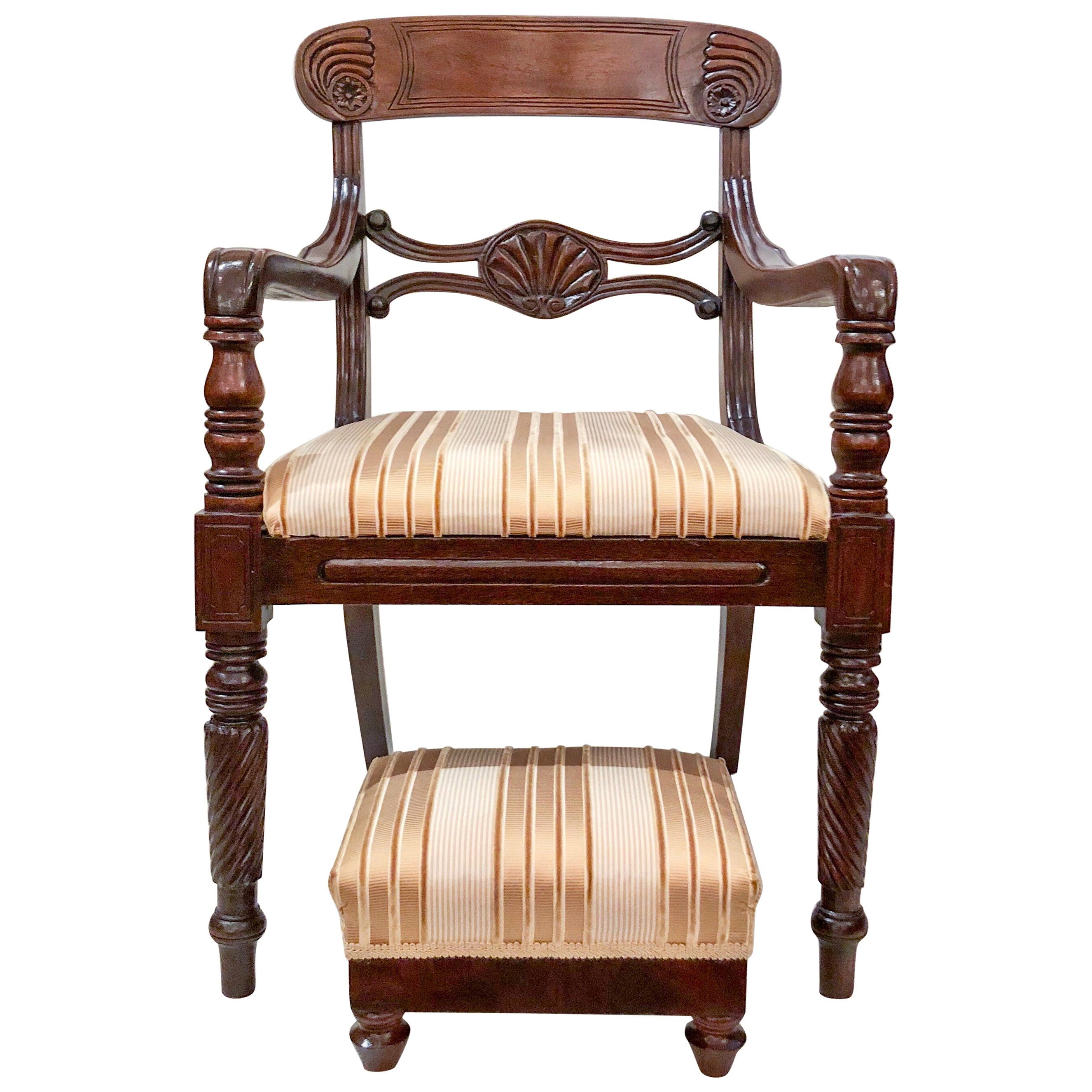 Pair of Antique 19th Century English Mahogany Armchairs and Foot Rests ...