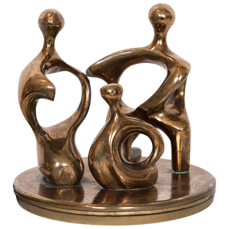 Signed Small Vintage Abstract Bronze Sculpture at 1stDibs