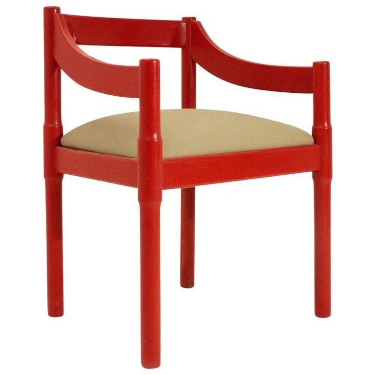 Red Carimate Chair by Vico Magistretti for Cassina, 1960s at 1stDibs