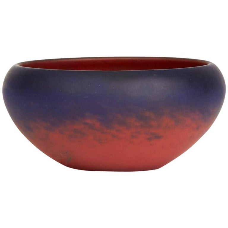 Verrerie Schneider Mottled Red Art Glass Bowl, circa 1920 at 1stDibs