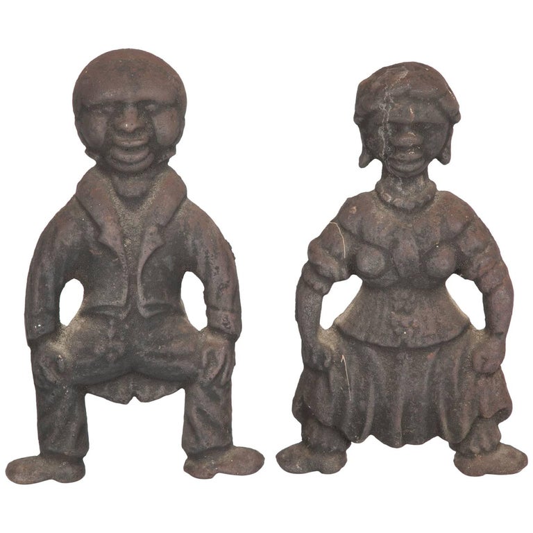 Rare Pair of Pre Civil War African Americana Fire Dogs For Sale at 1stDibs