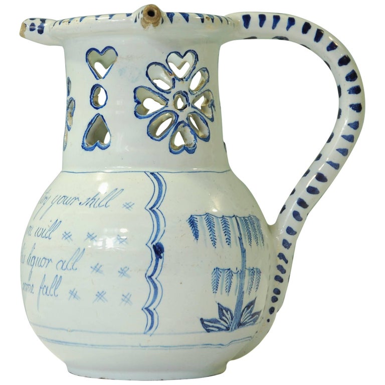 Delft Puzzle Jug, English, circa 1768 at 1stDibs