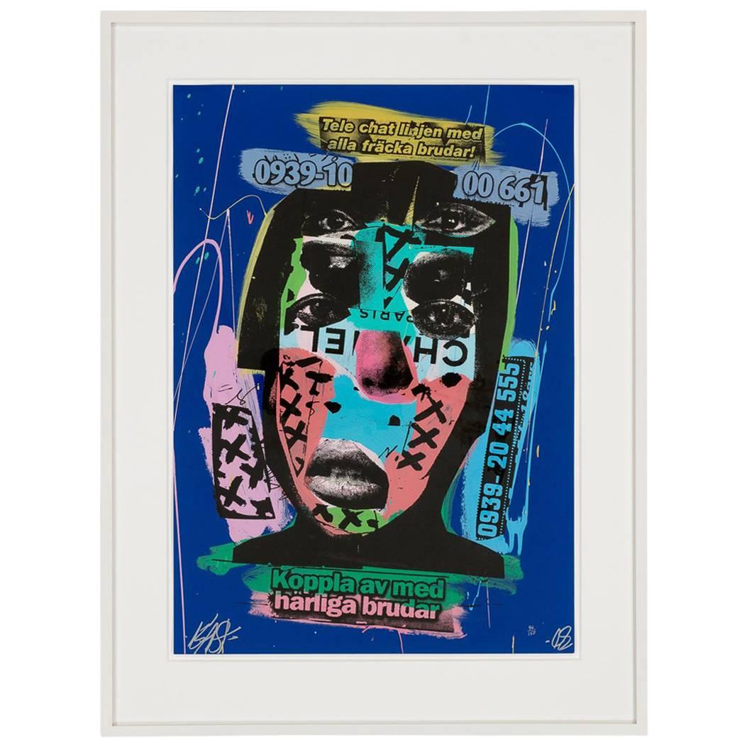 Hand Paint on Silkscreen Mixed Media Work by Bast Hand Signed at 1stDibs