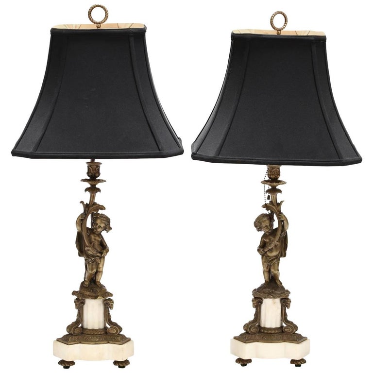 Pair of French Empire Figural Table Lamps at 1stDibs