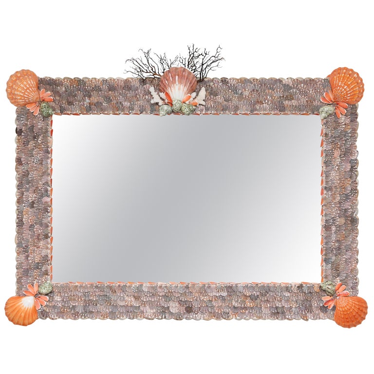 Large Horizontal Seashell Mirror For Sale at 1stDibs