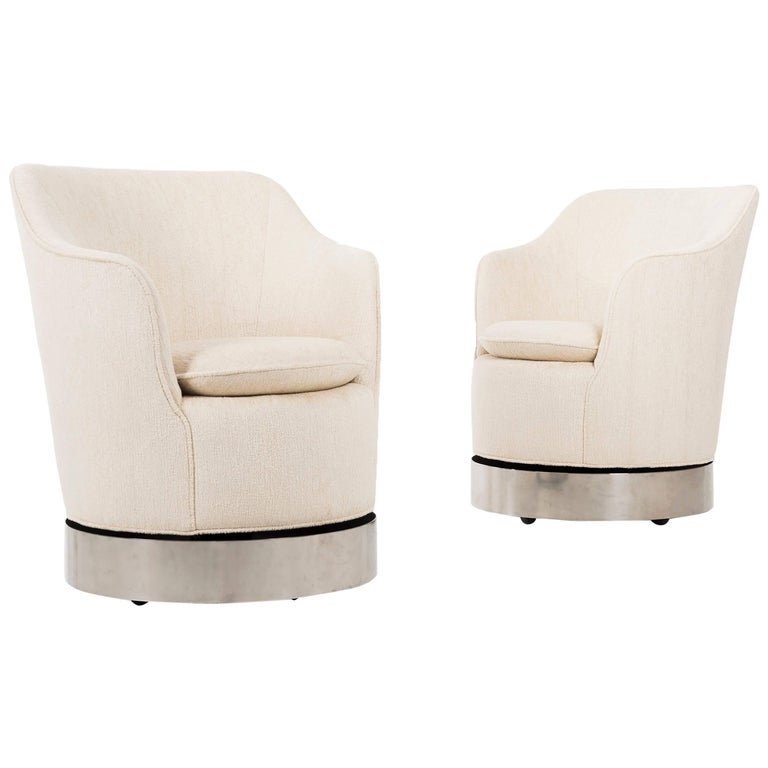 Rotating White Swivel Chairs Philip Enfield at 1stDibs