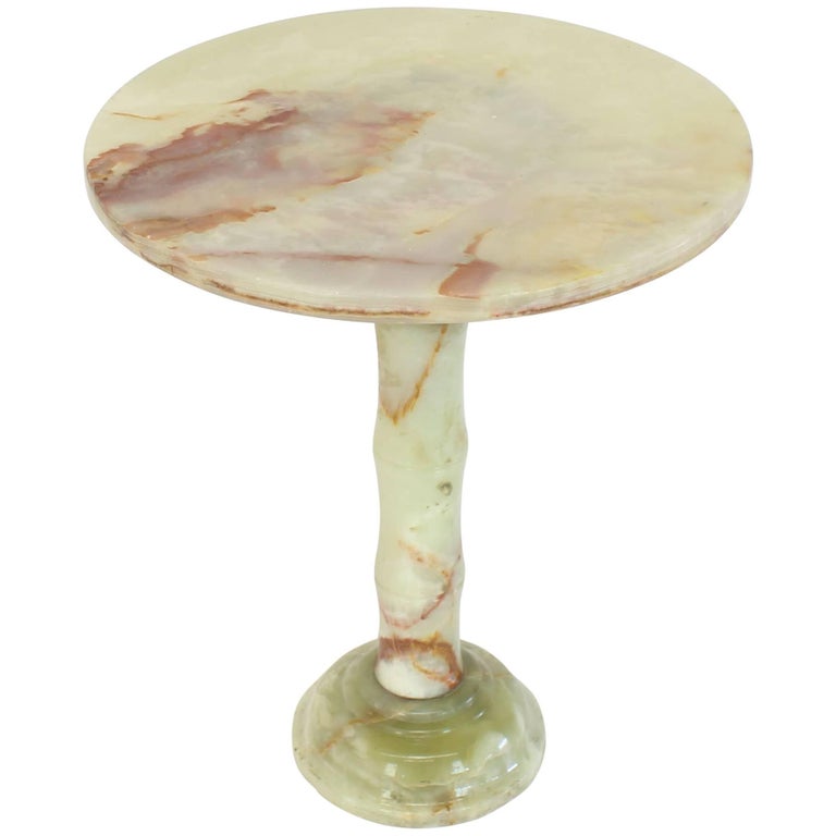 Round Onyx Side Table Pedestal Turned Base at 1stDibs