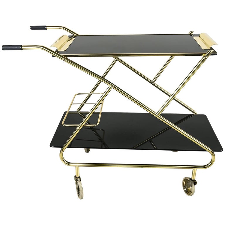 Vintage Solid Brass French Tea Cart, circa 1950s at 1stdibs