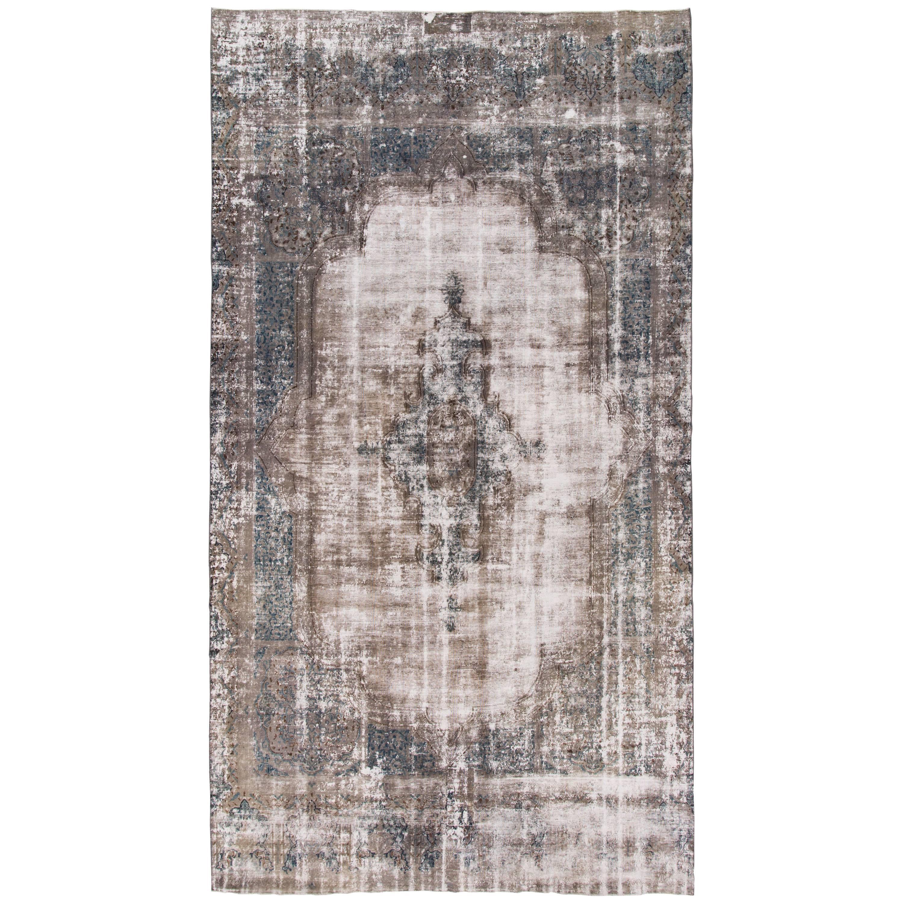 Distressed Vintage Persian Rug with Modern Design in Shades of Gray and ...
