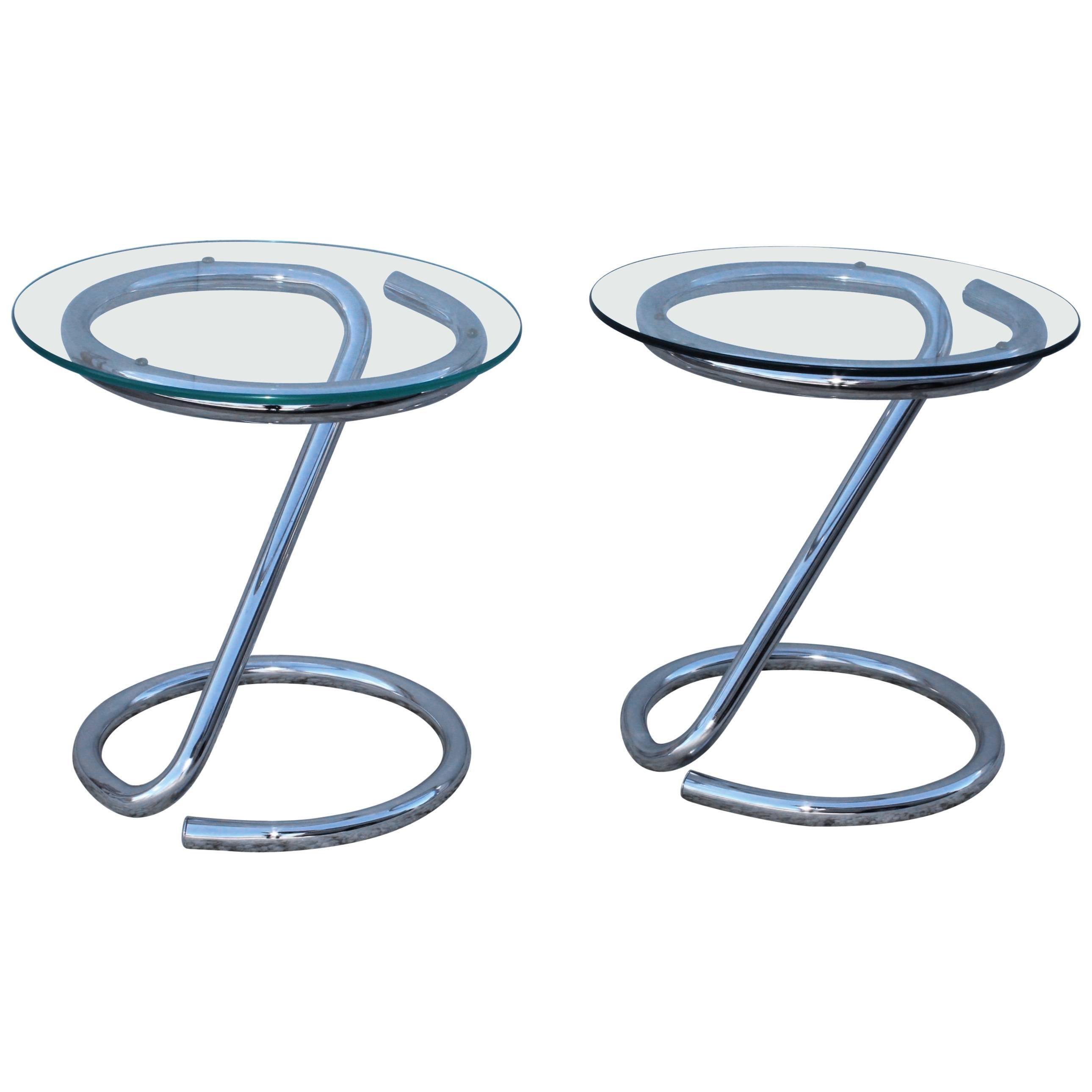 1970s Tubular Chrome Side Tables at 1stDibs
