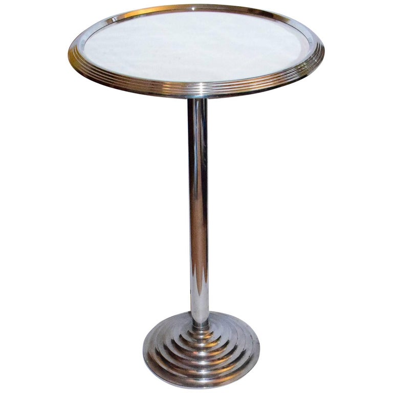 Antique French Art Deco Mirrored Chrome Cocktail Drinks Table at ...
