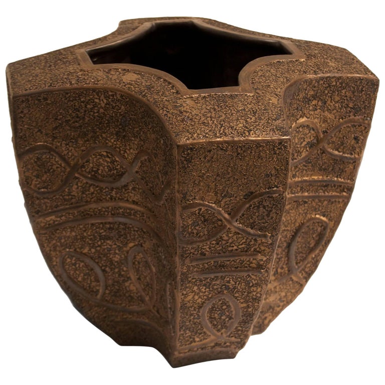 American Post-War Di Pasquale Brown Ceramic Vase For Sale at 1stDibs