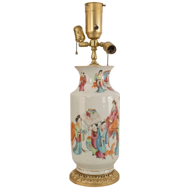 Asian Chinese Style '20th Century' White Porcelain Table Lamp For Sale ...