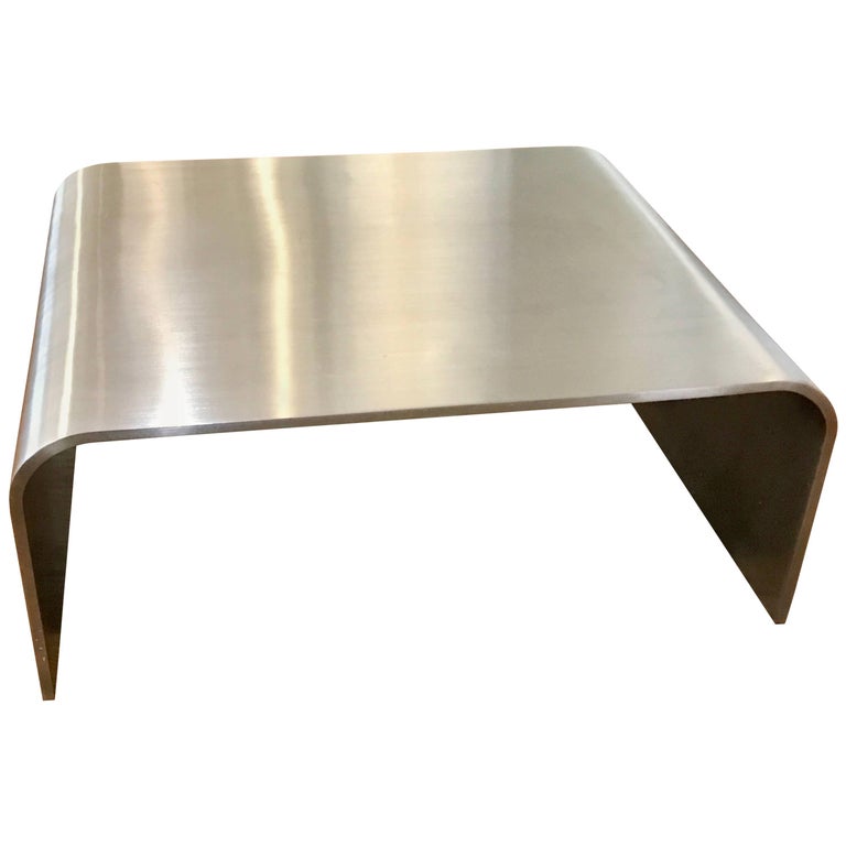 High Polished Metal Streamline Modern Waterfall Coffee Table, Late 20th ...