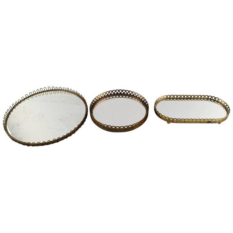 Josef Frank for Swedish Tenn, Three Table Plateau in Brass at 1stDibs
