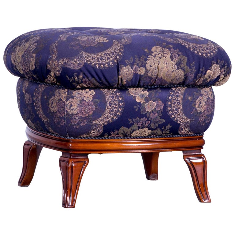 Nieri Palatino Designer Foot Stool Purple Blue Fabric Pattern Flowers ...