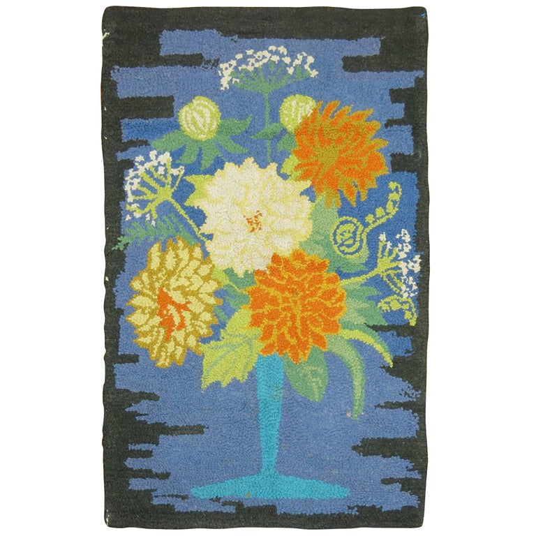 Vintage American Hooked Mat Size Rug at 1stDibs