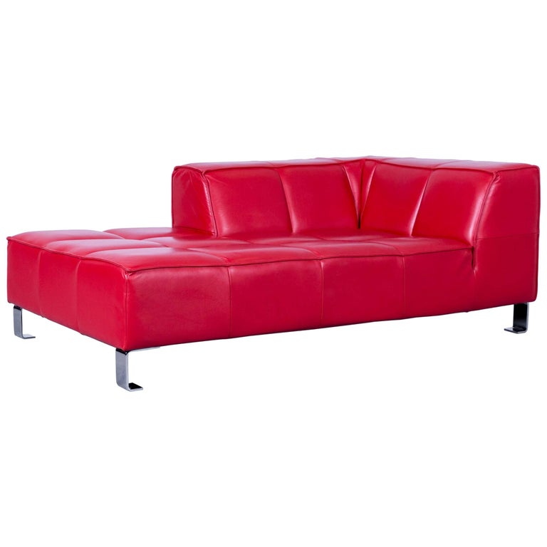 BoConcept Designer Chaise Longue Red Leather Sofa Couch Recamiere Couch ...