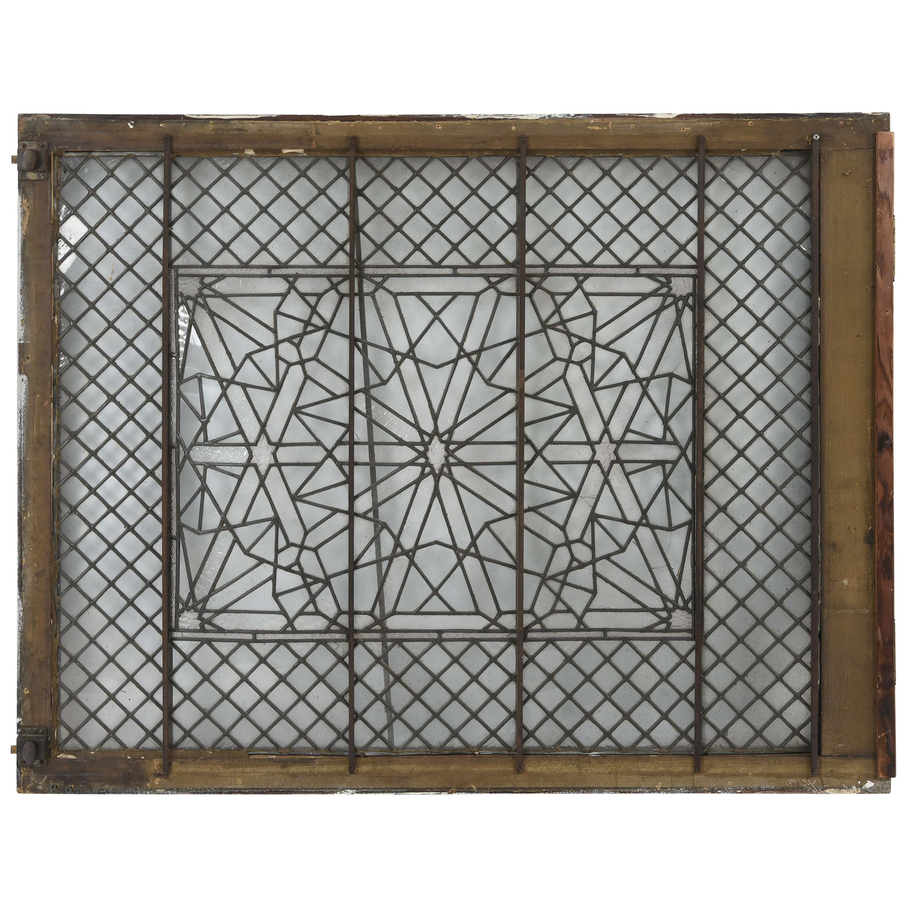 A Massive Belgian Neogothic Gray Painted Quatrefoil Window Frame at 1stDibs