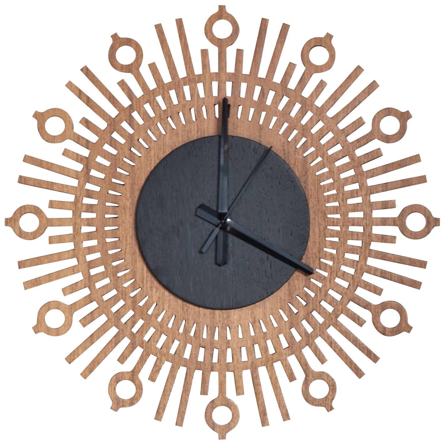 Coat Brazilian Contemporary Wood Wall Clock by Lattoog For Sale at 1stDibs
