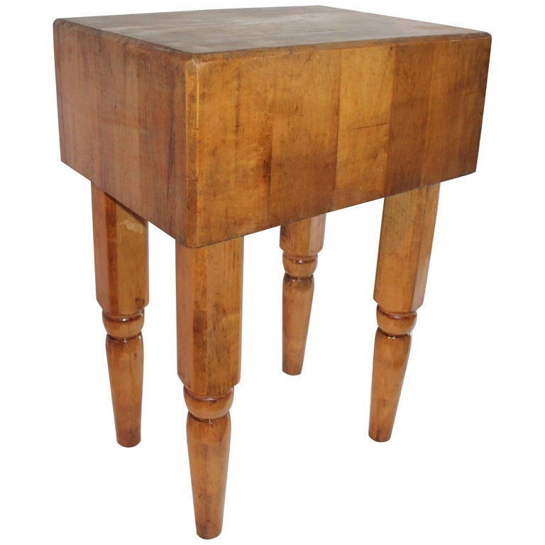 19th Century Primitive Round Butcher Block Table For Sale at 1stdibs