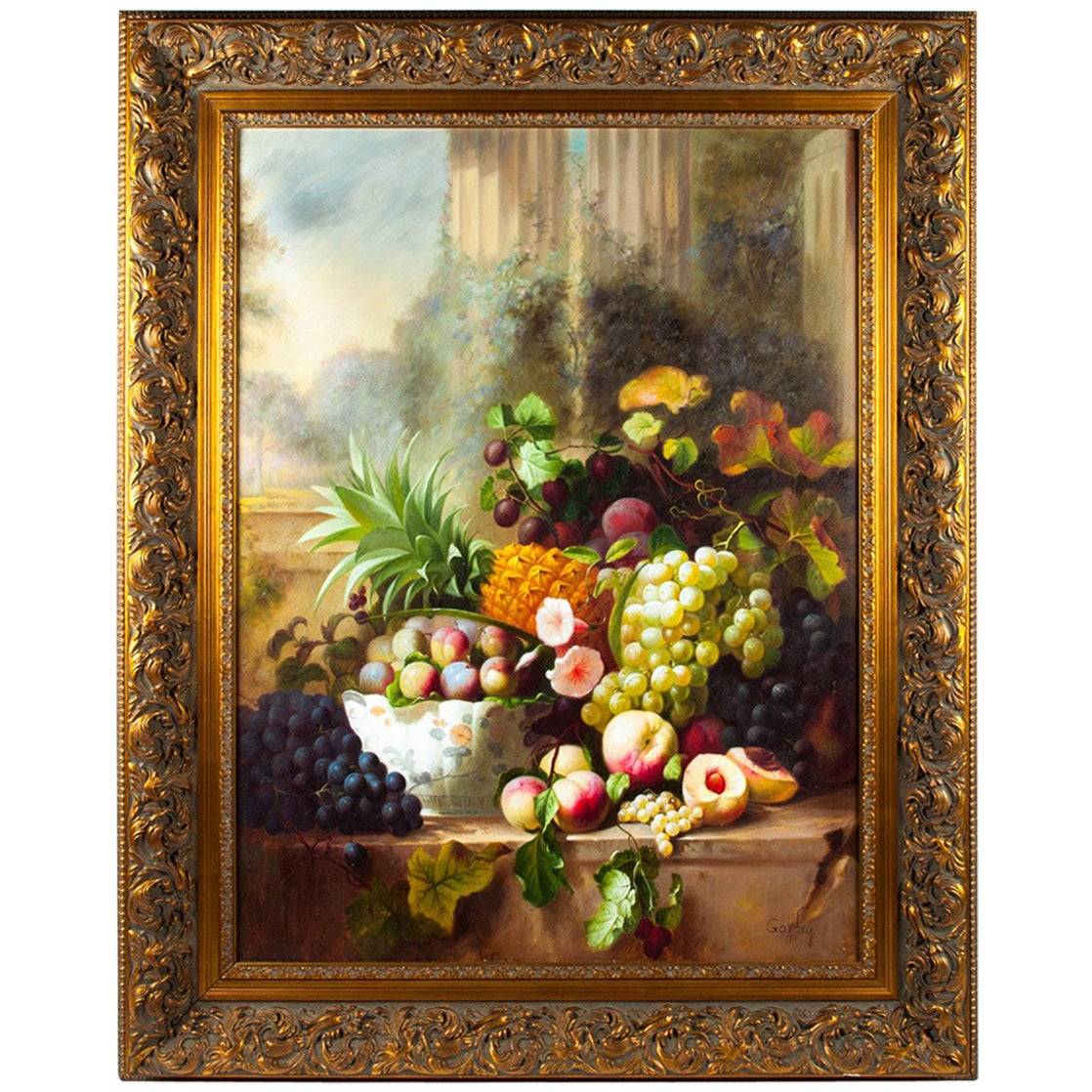 Italian Rococo 1770s Framed Still-Life Painting Depicting a Bouquet of ...