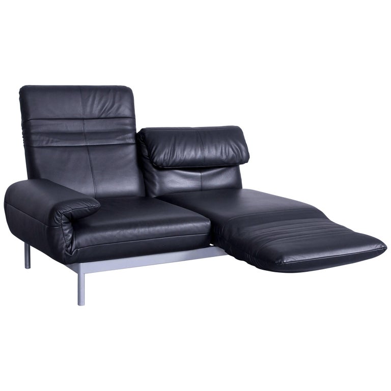 Rolf Benz Plura Designer Sofa Leather Black Relax Function Couch Modern ...