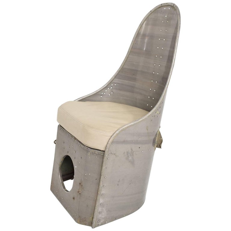 Industrial Mid-Century Modern Aluminum Airplane Chair For Sale at 1stDibs