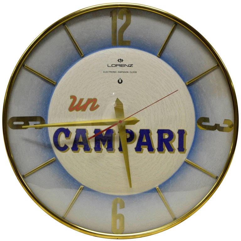 1960s Rare Un Campari Logo Advertising Clock Made by Italian Watchmaker ...