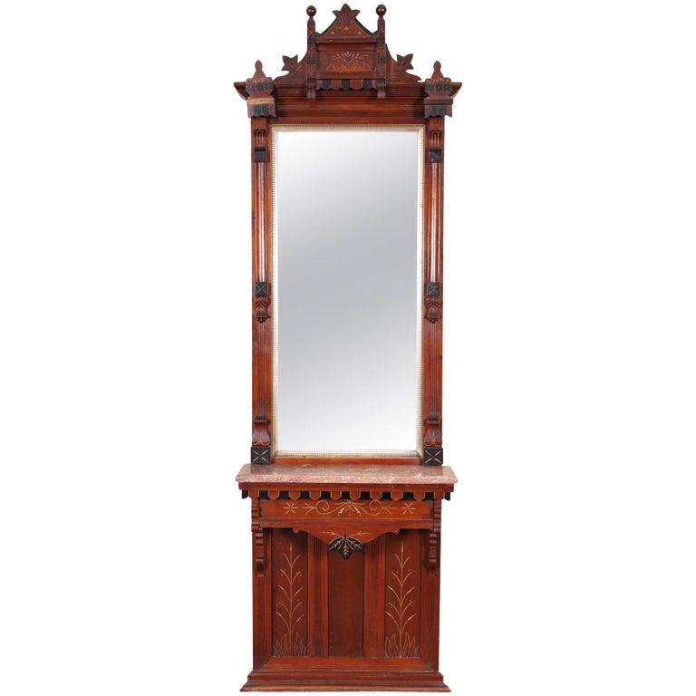 19th Century Walnut Mirrored Hall Stand at 1stDibs