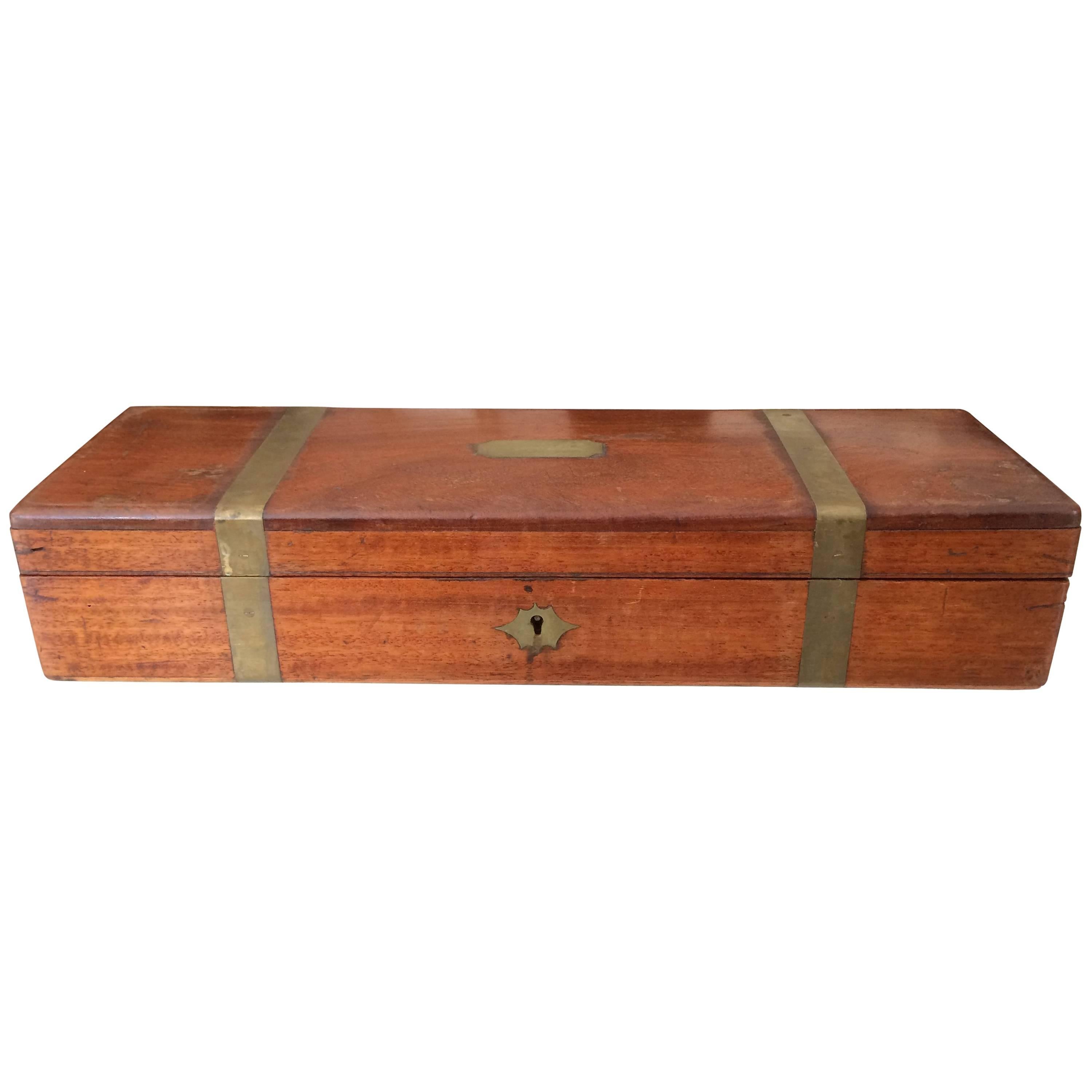 English Mahogany Box with Brass Details at 1stDibs