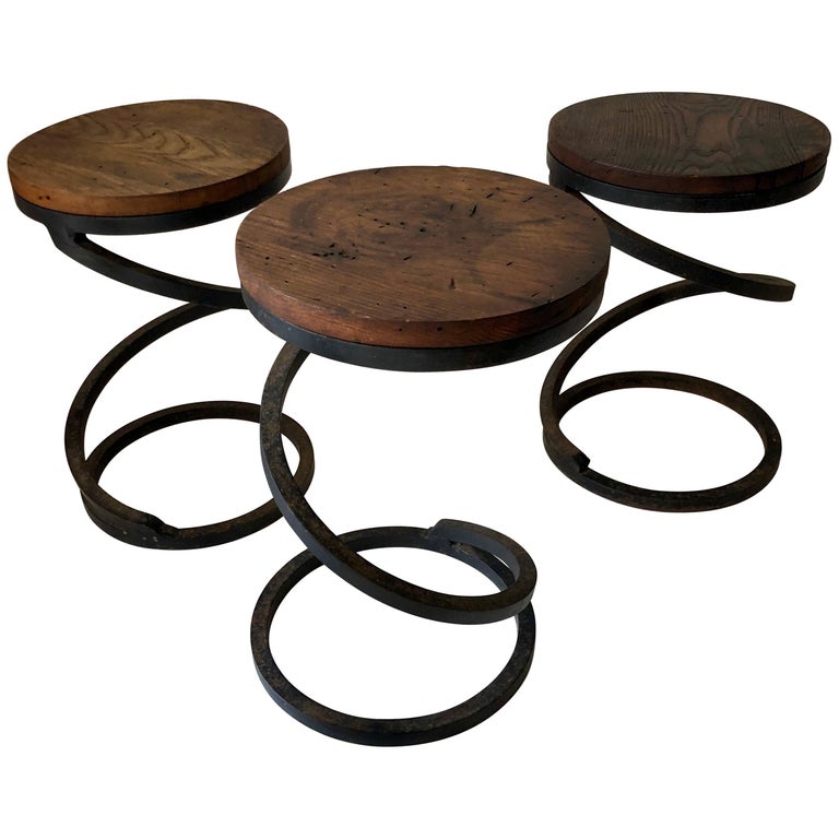 Set of Three Vintage "Spring" Tables For Sale at 1stDibs