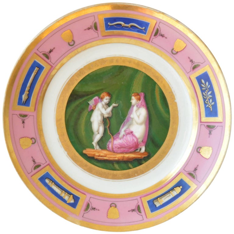 Antique French Empire Porcelain Plate Old Paris Venus and Amour, circa ...
