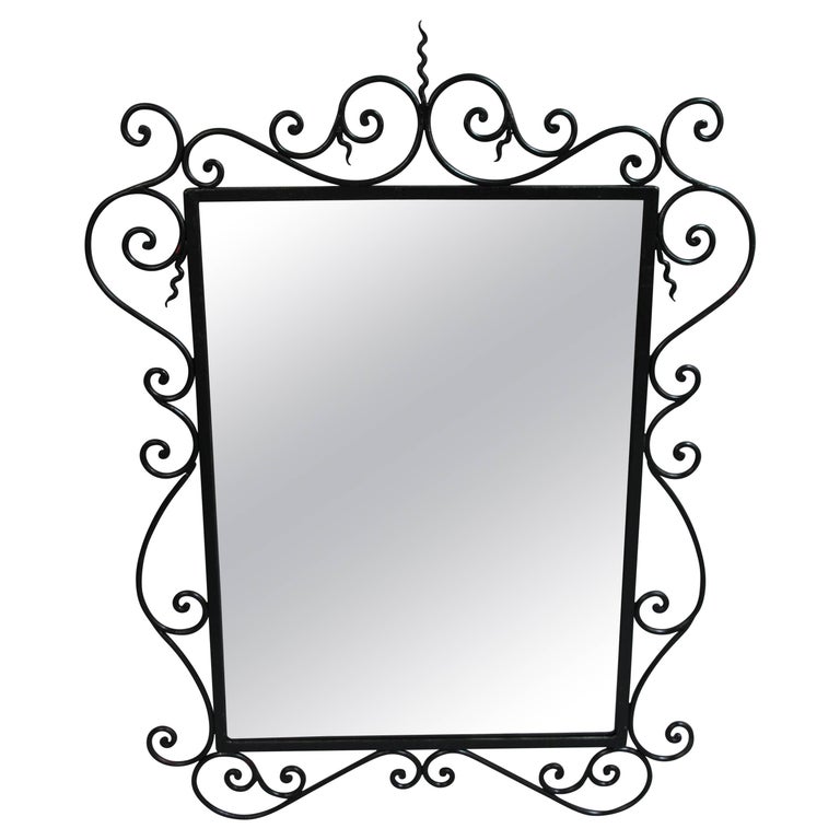 Large Scale Spanish Revival Iron Mirror at 1stDibs