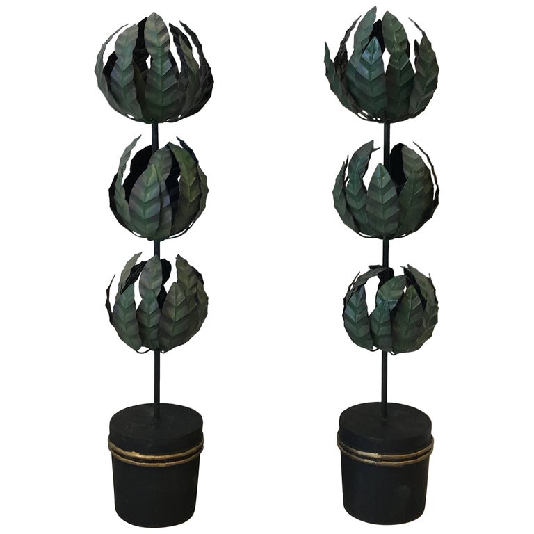 1970s Italian Tole Topiary Sculptures, Pair at 1stDibs