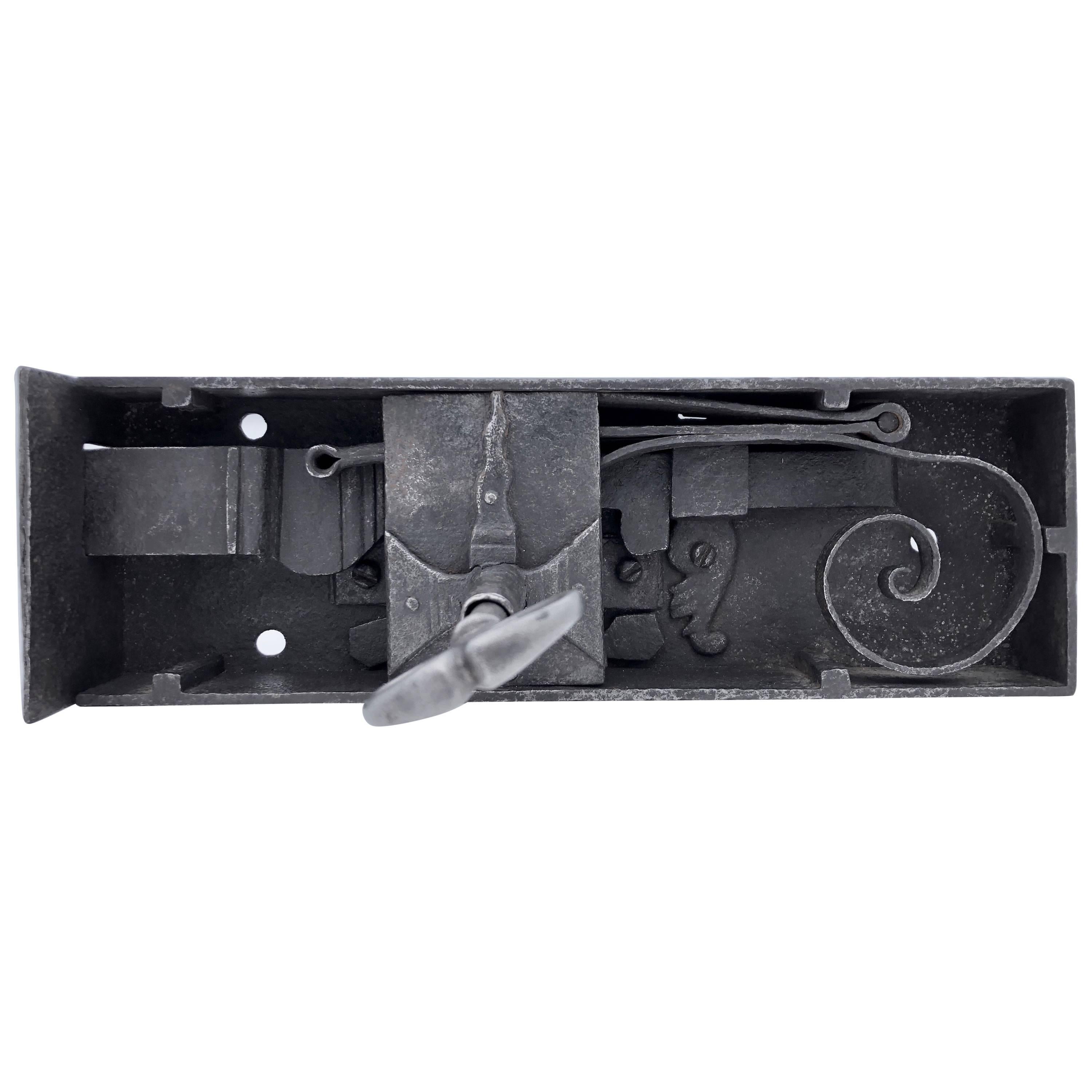 1700s French Hand-Wrought Box Shaped Lock with Its Forged Key, Louis ...