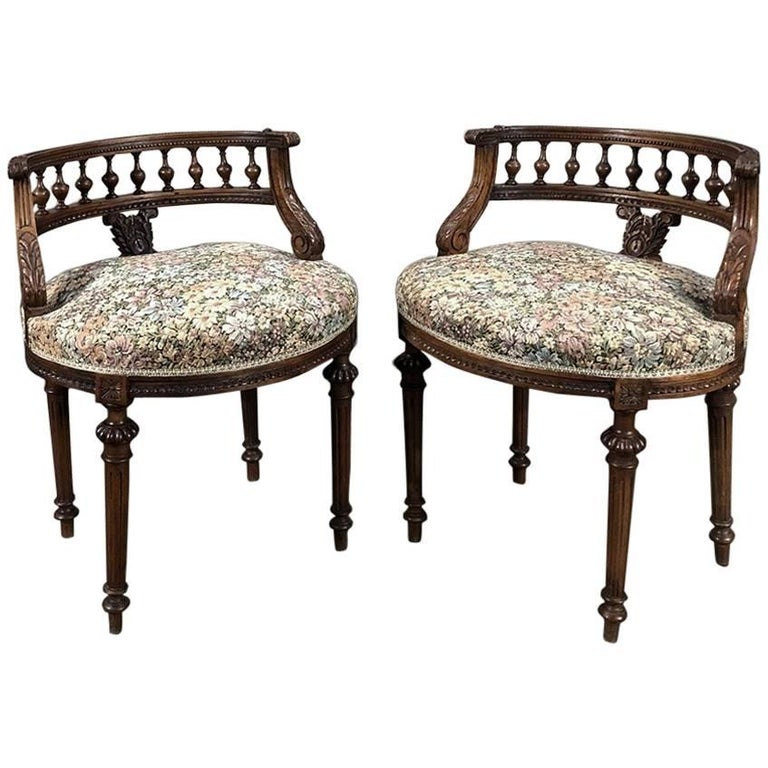 Pair of 19th Century French Louis XVI Vanity Stools at 1stDibs