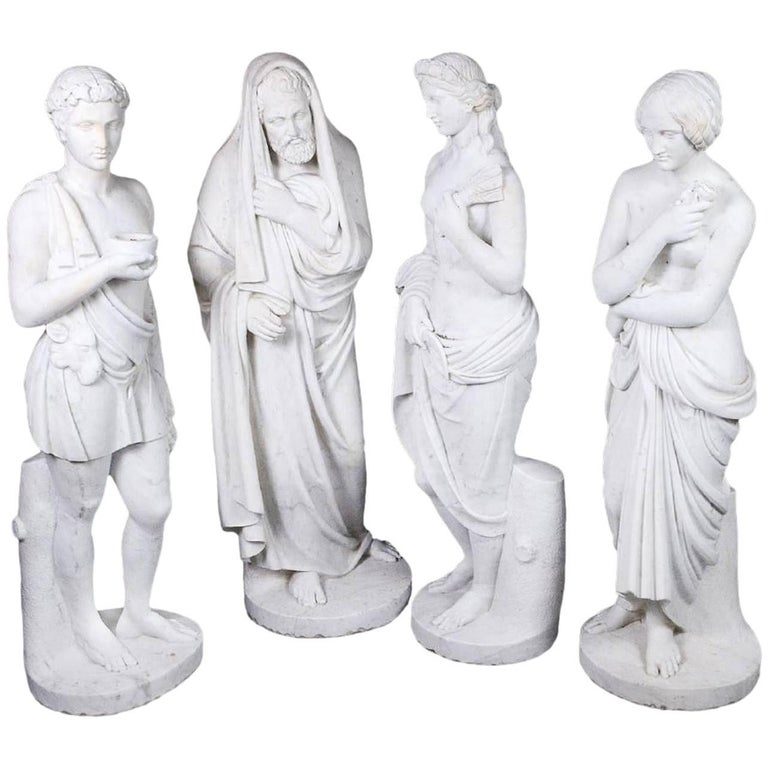 Set of Four Italian neoclassical Marble Statues of the Four Seasons at ...