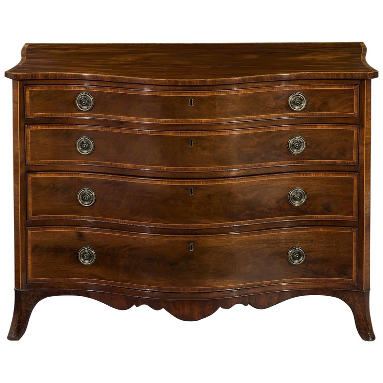 George III Period Hepplewhite Serpentine Mahogany Inlaid Gentlemen's ...