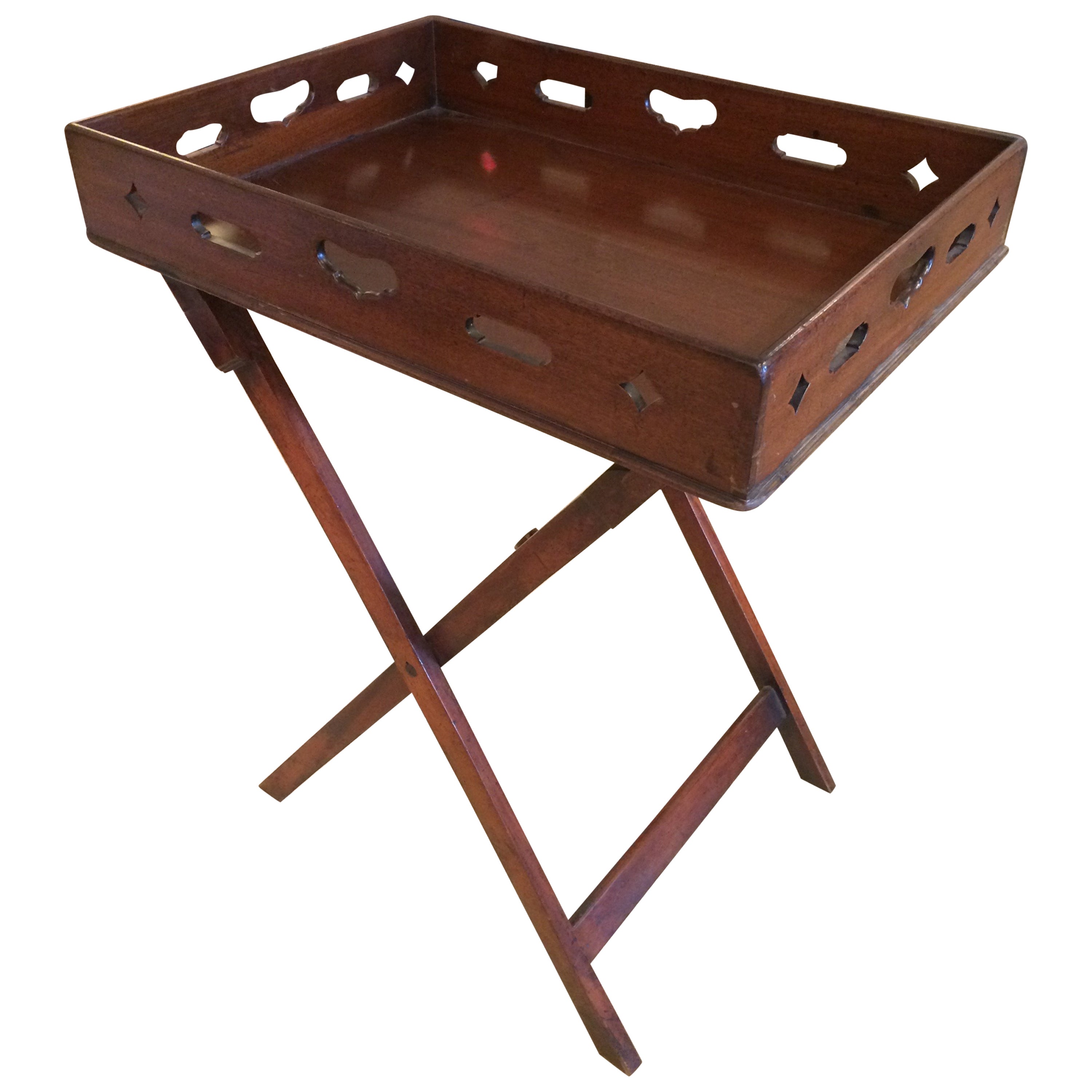 Rare English Mahogany Butler's Tray with Companion Serving Table at 1stDibs