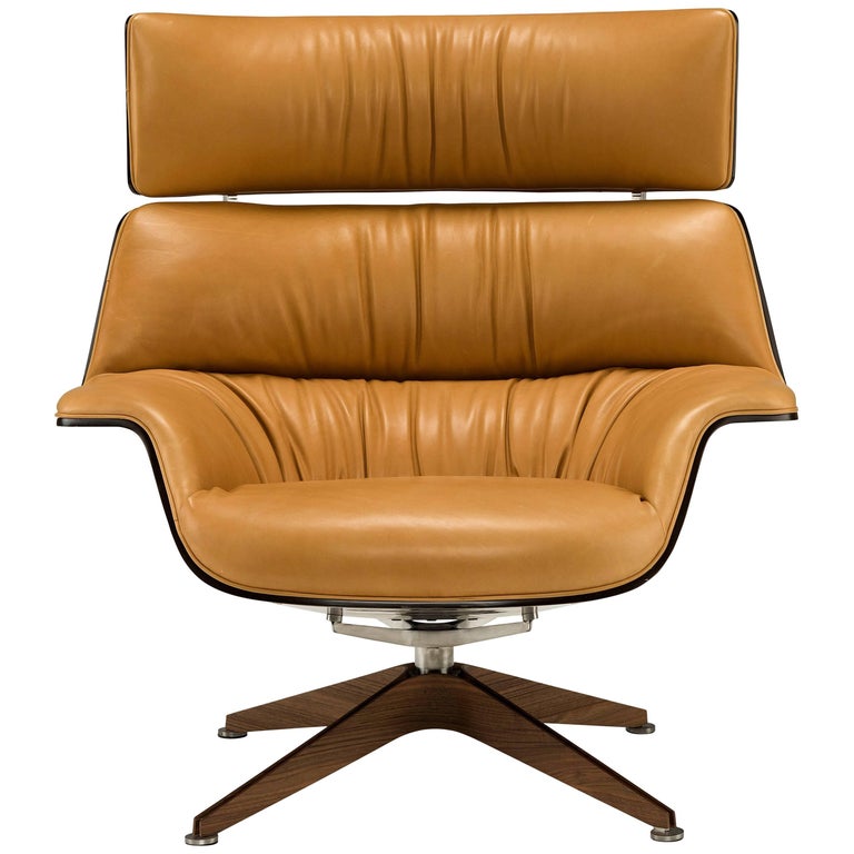Saint Luc 'Coach' Lounge Chair with Headrest in Ochre by J.M. Massaud ...