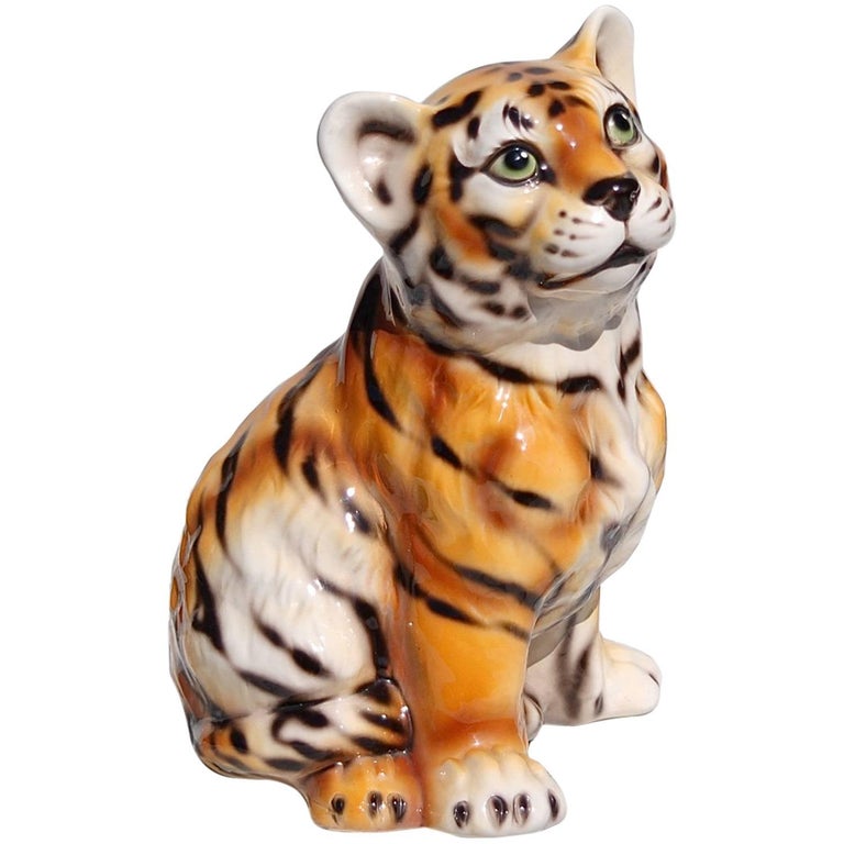 Large Ceramic Tiger Statue, Italy, 1960s at 1stdibs