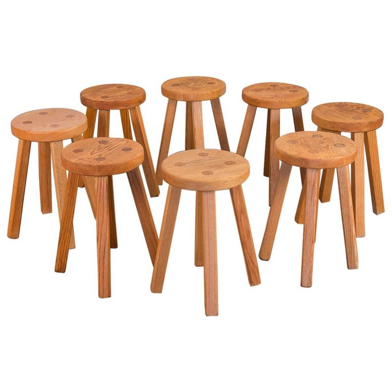 Vintage American Craft Oak Stool For Sale at 1stDibs | craft stool ...