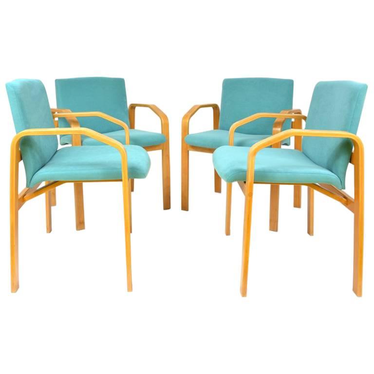 Vintage Turquoise Dining Chairs, Set of Four For Sale at 1stDibs