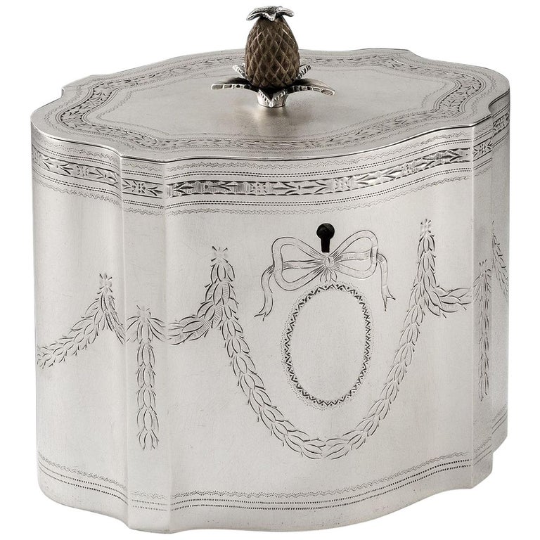 Extremely Rare George III Serpentine Tea Caddy, Made by Hester Bateman ...