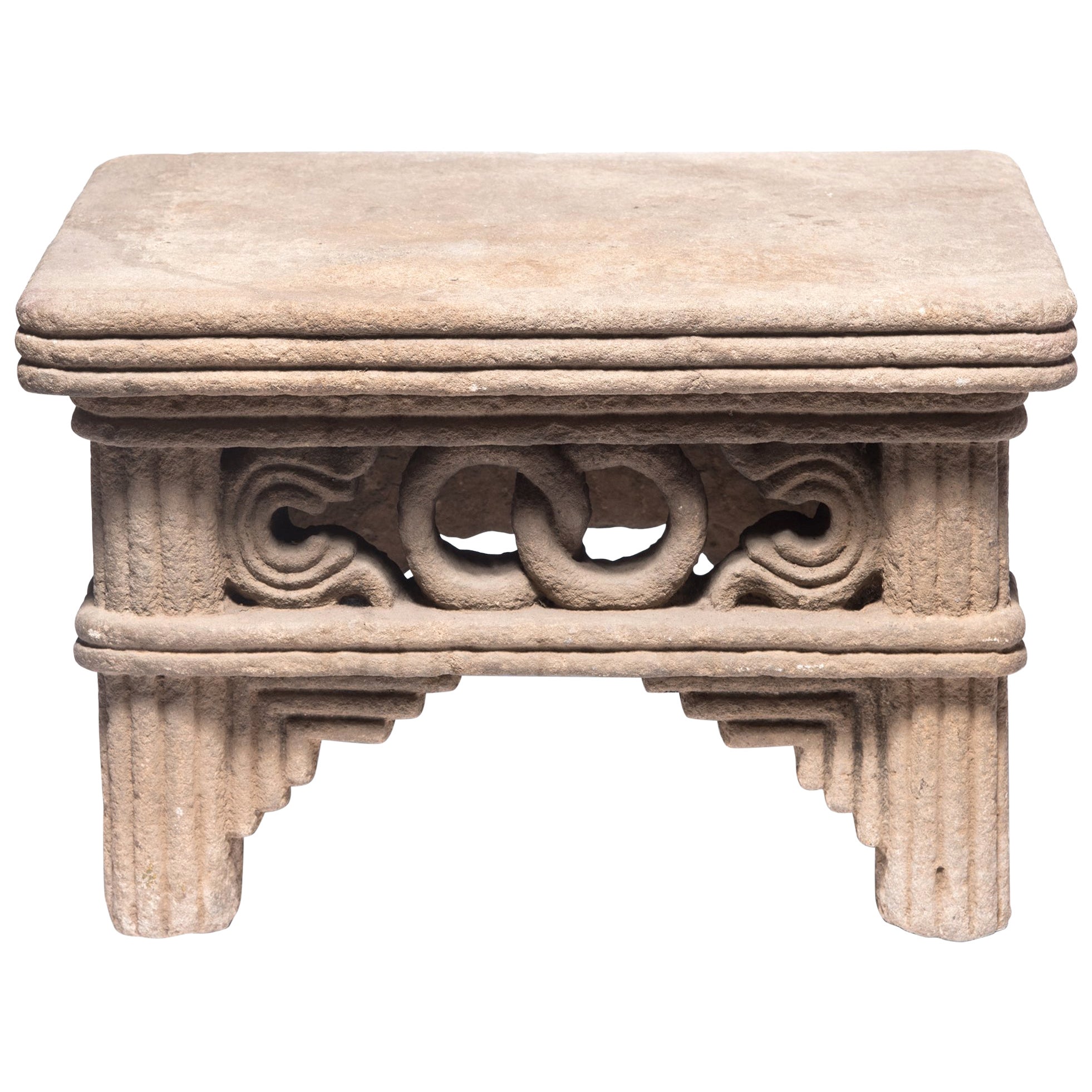 Old Hand Carved Garden Stone Table and Stools 6 pcs solid limestone at ...