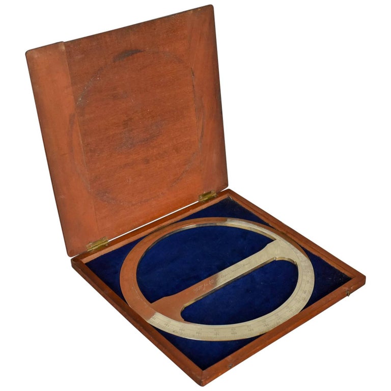 Cased Antique Protractor 360 Degree Scientific Instrument Navigation ...