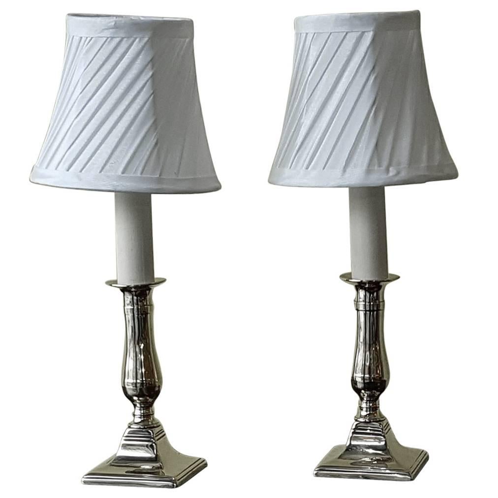 Pair of 1920s Brass Candlesticks converted to Electric at 1stDibs